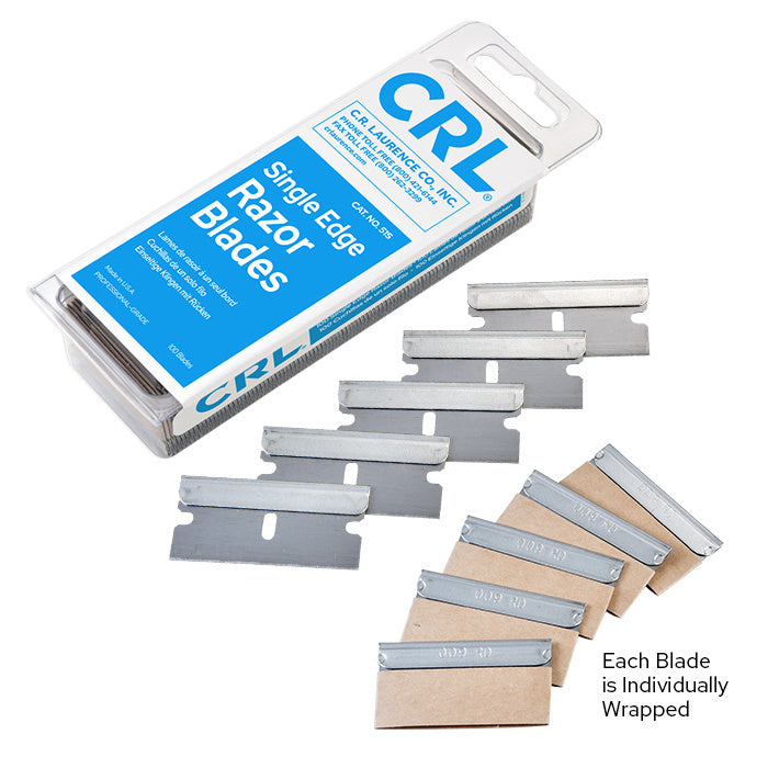 CRL .012" Single Edge Metal Heavy-Duty Razor Blades - 100/Pk